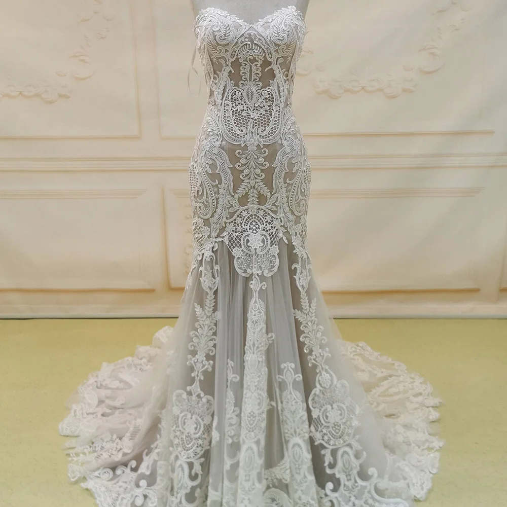 Strapless Bridal Gowns Sexy Lace Back Prom Dresses High End Bridal ...