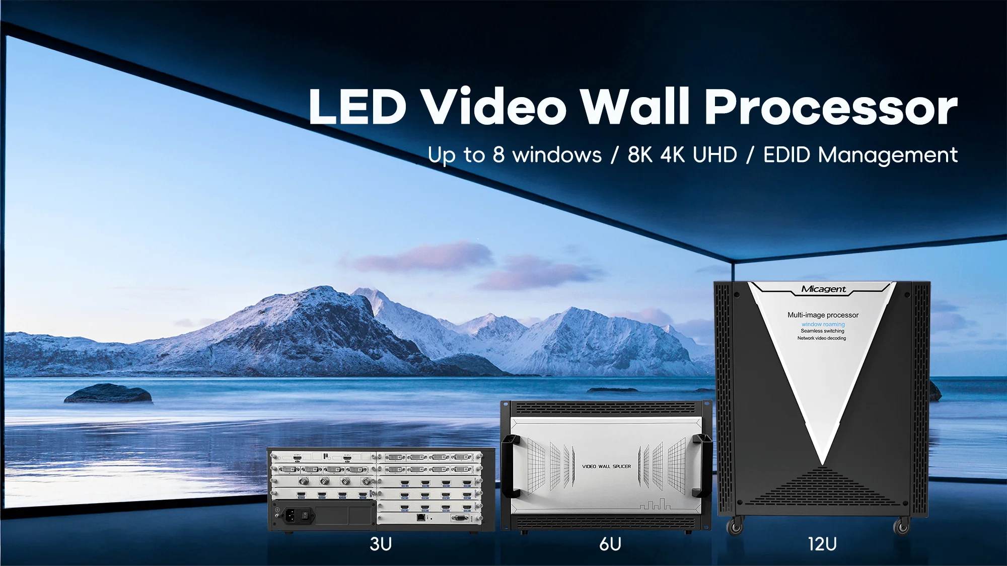 模块化 HDM I/VGA/DVI 视频控制器 1080P LED 处理器 标准机架式 240W 最大功率 RS232/RJ45 控制演播室 ...