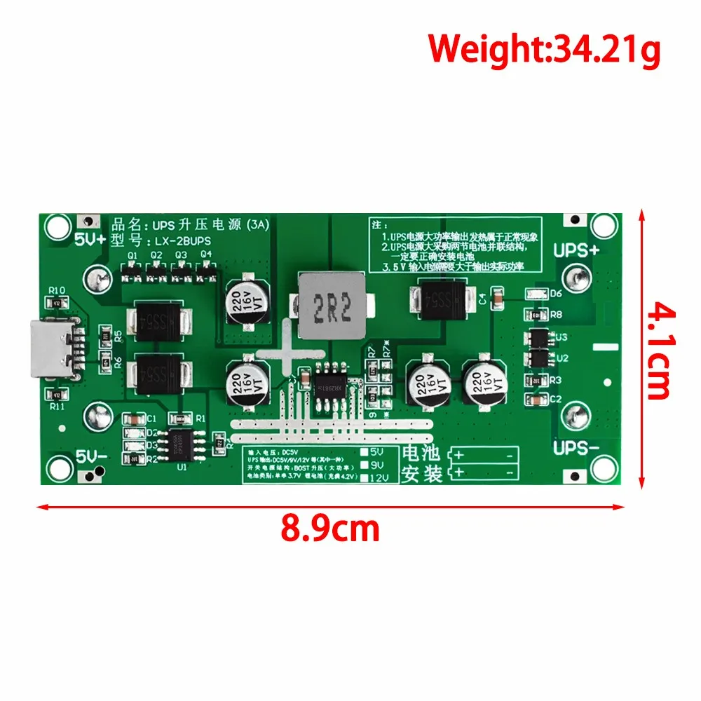 Type-C 15W 3A 18650 Lithium Battery Charger Module DC-DC Step Up ...