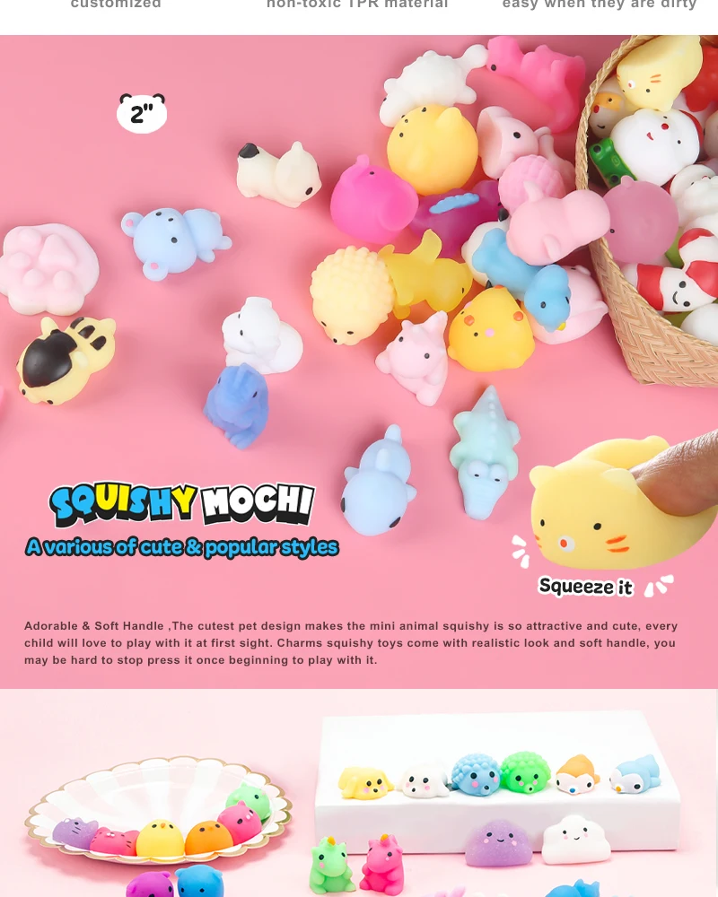 Cute Anti Stress Squeeze Fidget Stretch Pinch Tpr Animal Squishy Mochi ...