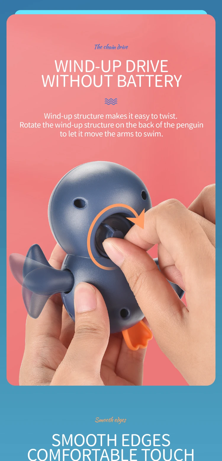 Adorable Baby Wind up Toy - Mini Cartoon Swim Penguin