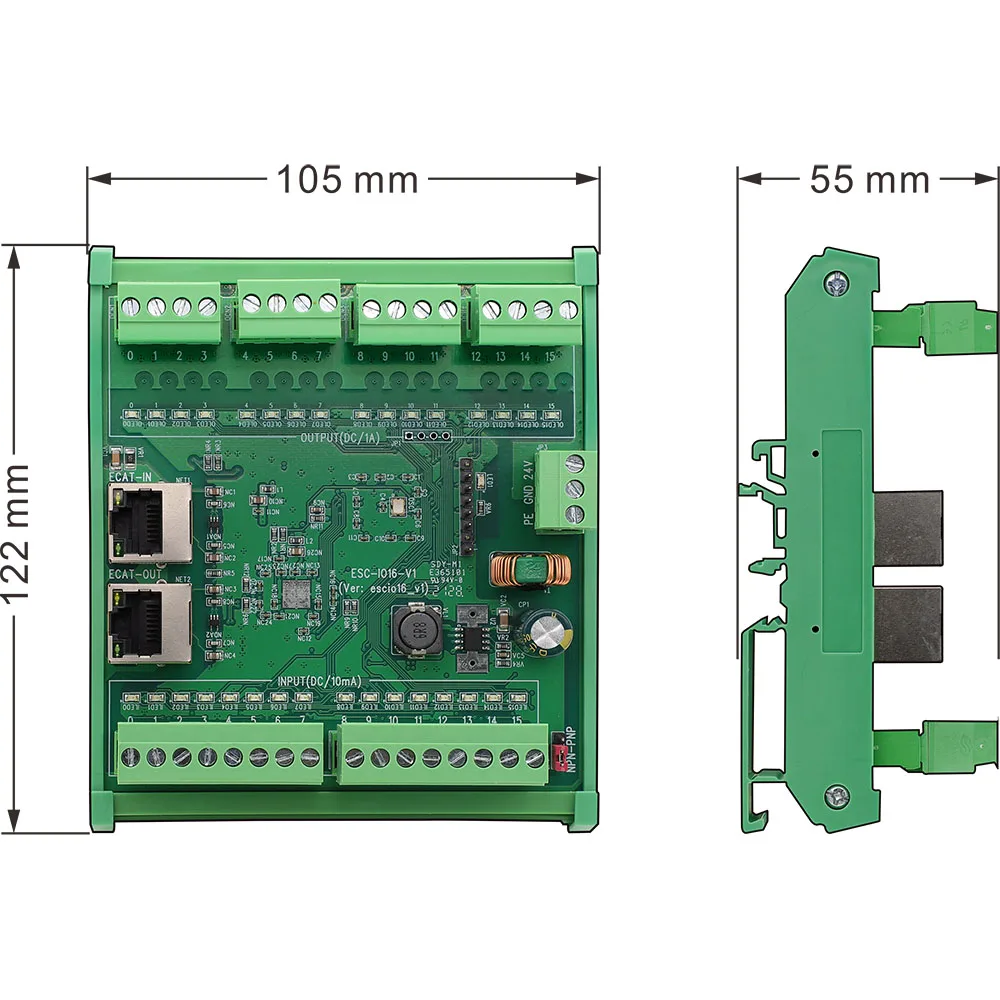 DC24V Power Input Ethercat Module - 16-Point I/O