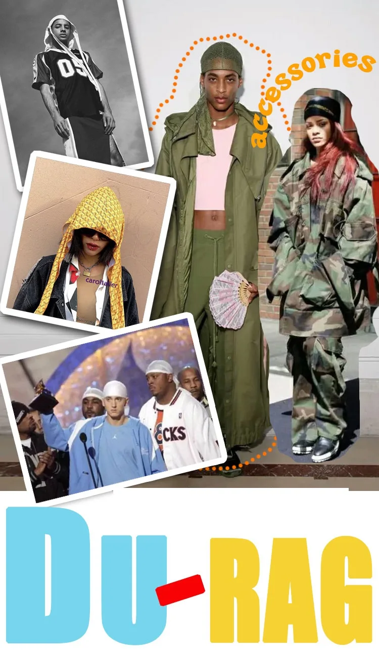 Men's Durag Silky Breathable Hip Hop Du Doo Rag Wings Satin Biker ...