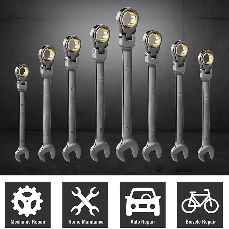 180° Rotating Head Combination Wrench Swivel Adjustable Spanner for ...