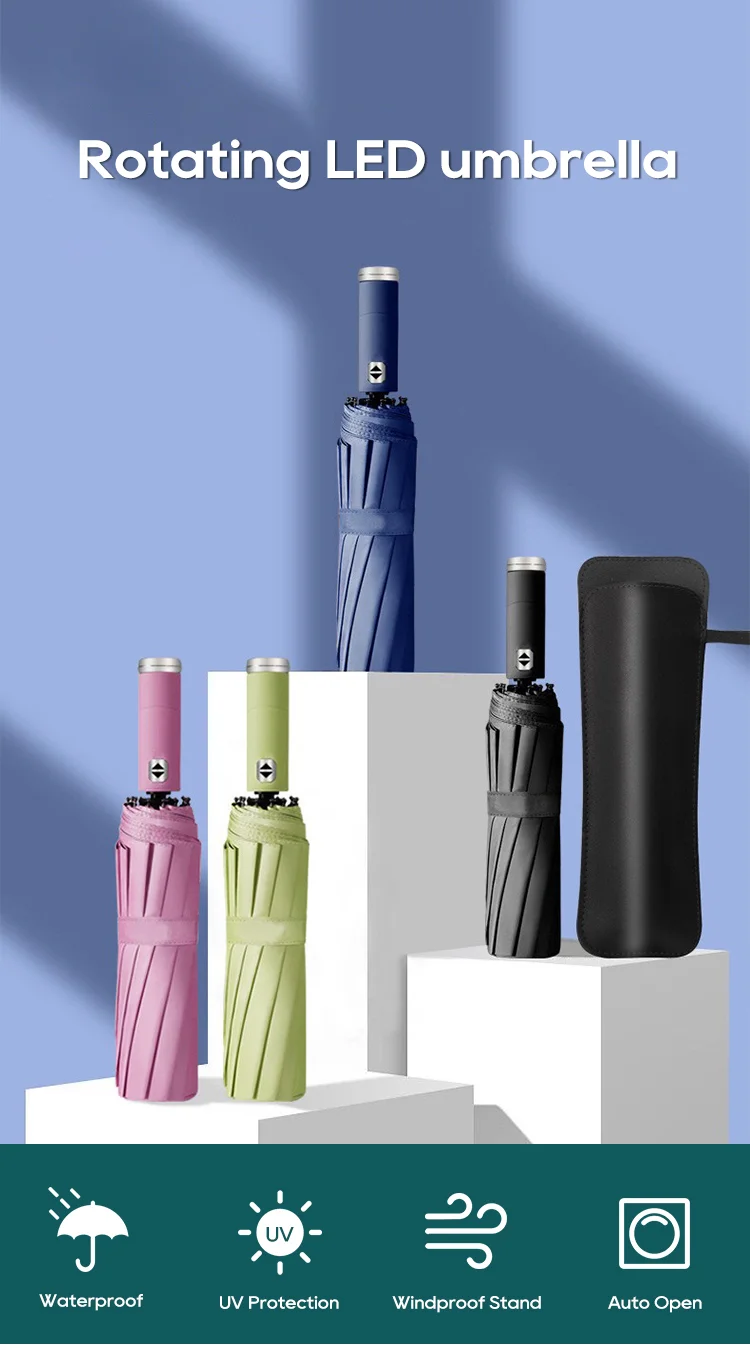 8K Auto-Function LED Umbrella - Perfect for Night Travel