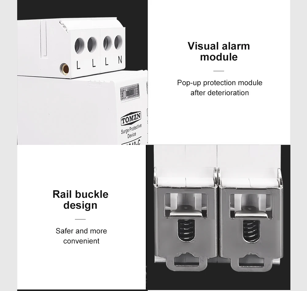 TOMZN AC SPD 4P 3P+N 36mm 20KA-40KA 275V Surge Protector