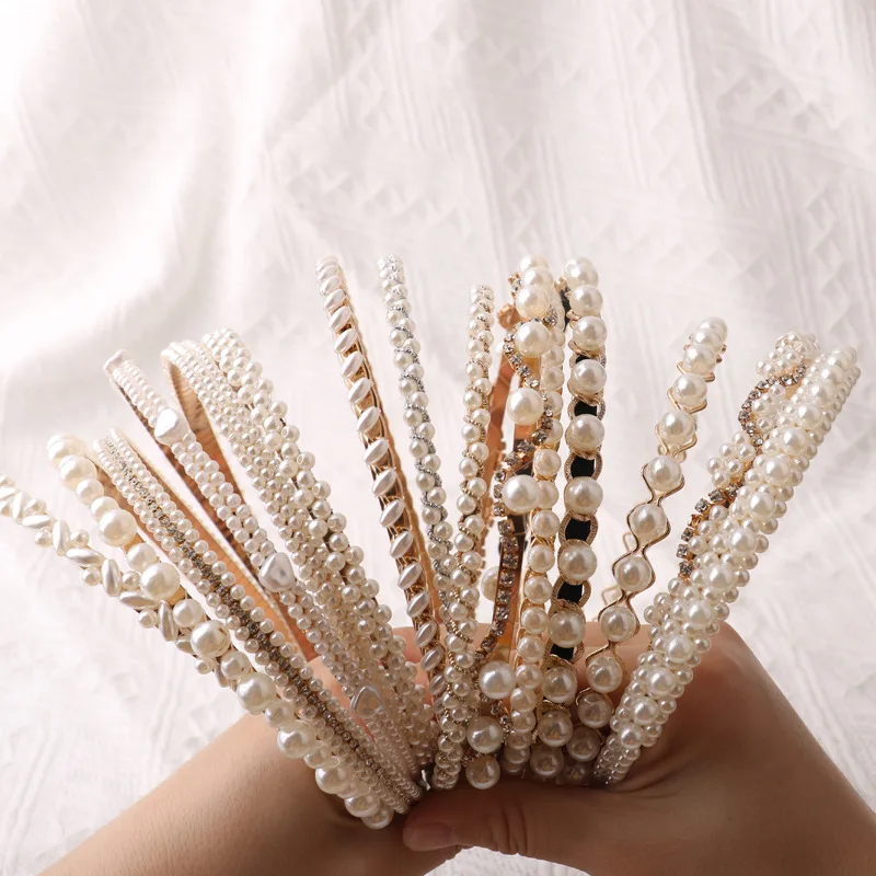 French Style Handmade Pearl Hair Accessories Girls Pearl Headbands Hot
