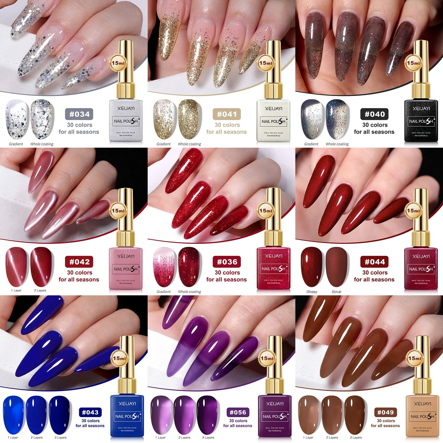 XEIJAYI 60 Colors UV Gel Nail Polish 15ml - Eco-Friendly, Non-Toxic ...