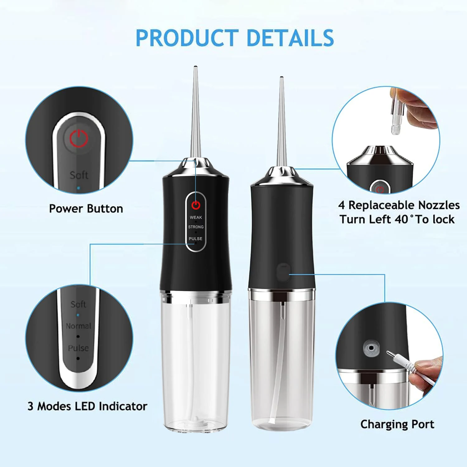 Upgraded Cordless Dental Teeth Irrigator Portable Water Flosser ...