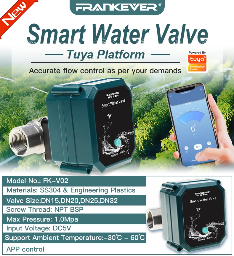 Smart Water Valve - Tuya APP Wifi Zigbee Control Solution