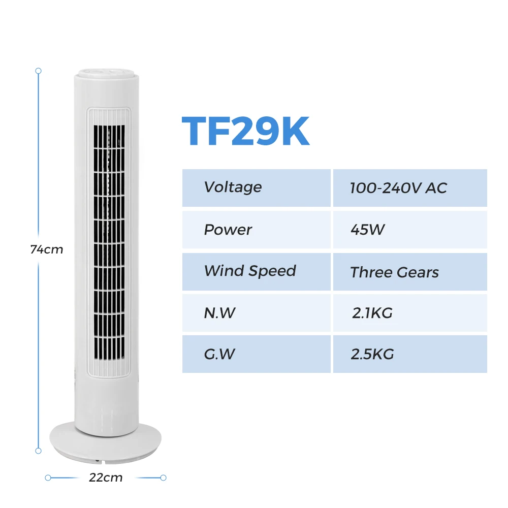 29 Inch Tower or Pedestal Fan - Efficient Cooling Solutions