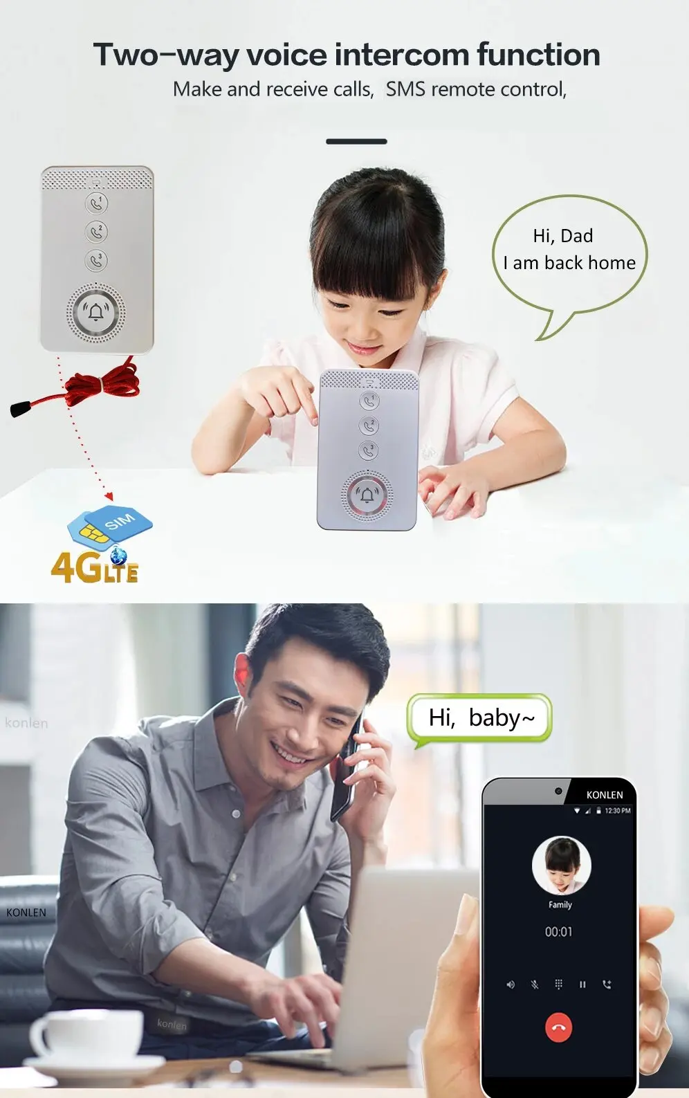 KONLEN 4G Call Button System - Emergency SOS for Elderly