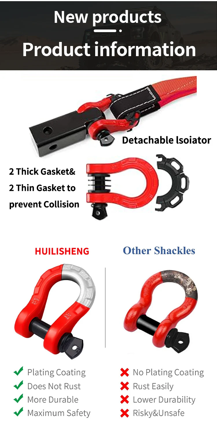 Heavy Duty Industry 4X4 Recovery Shackles D Rings 8t Galvanized Carbon ...