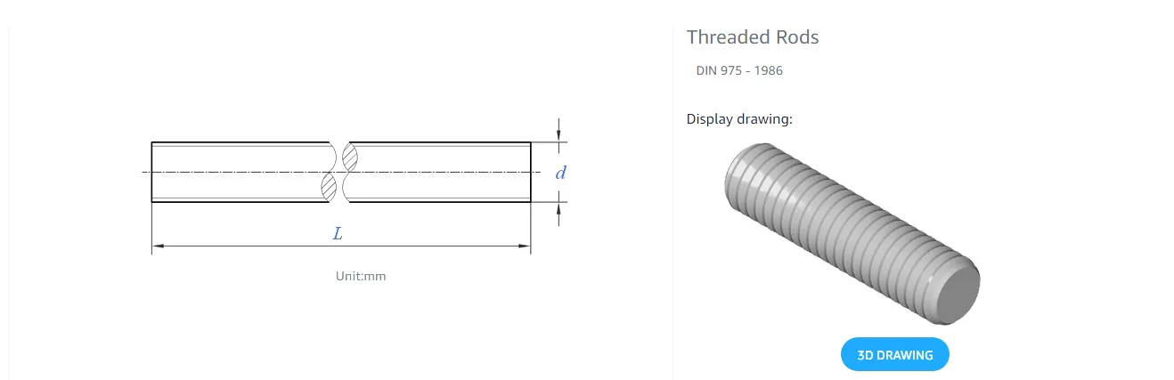 DIN975 Carbon Steel Threaded Rods for Suspended Ceilings