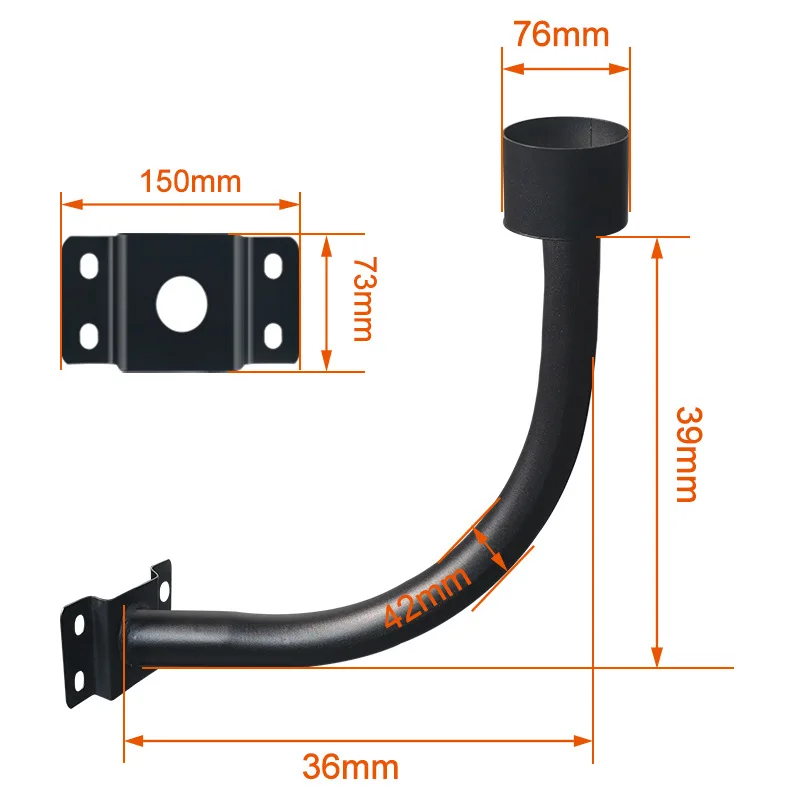 Outdoor Street Lamp Support Bent Arm Lamp 76mm Diameter Galvanized ...