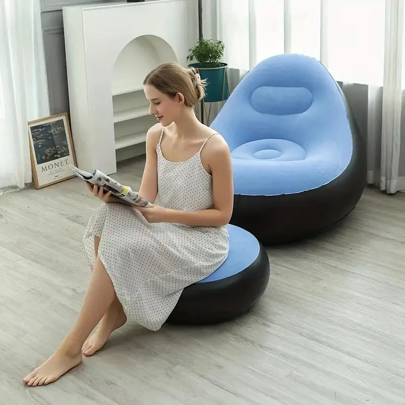 Combination Plush Inflatable Air Sofa Chair Comfortable Foldable Lounge ...