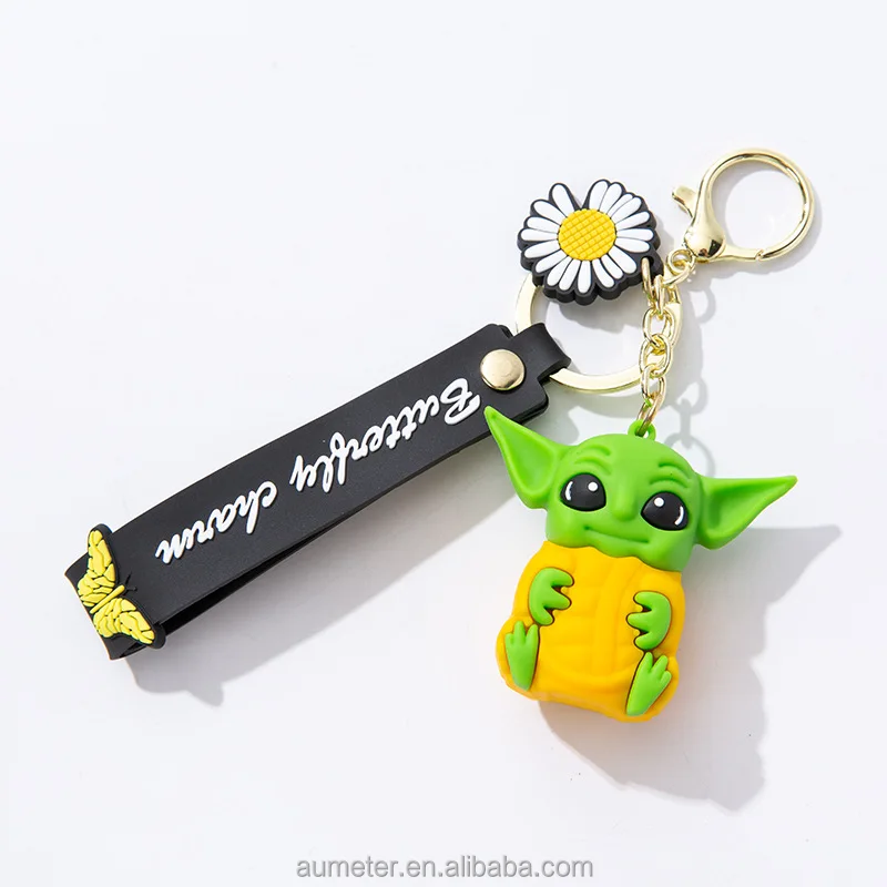 Soft Plastic Cute Baby Yoda Keychain Yoda Silicone Keyring Action ...