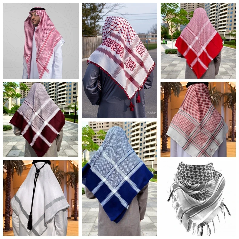 Mens Kufiya Palestine Scarf Keffiyeh Yashmagh Machine Custom Shemagh ...