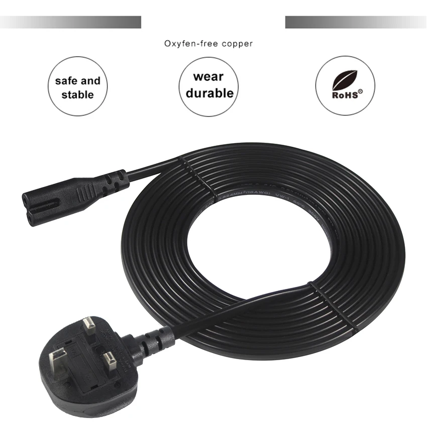 England 3 Pin Ac Power Cord Type To 90 Degree Extension Leads Iec Cable ...