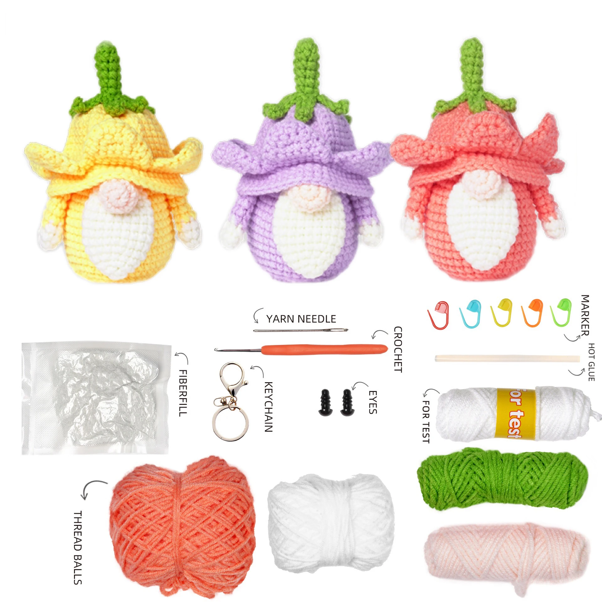 Easy-to-do Customized Animal Yarn Learn To Beginner Diy Mini Handmade ...