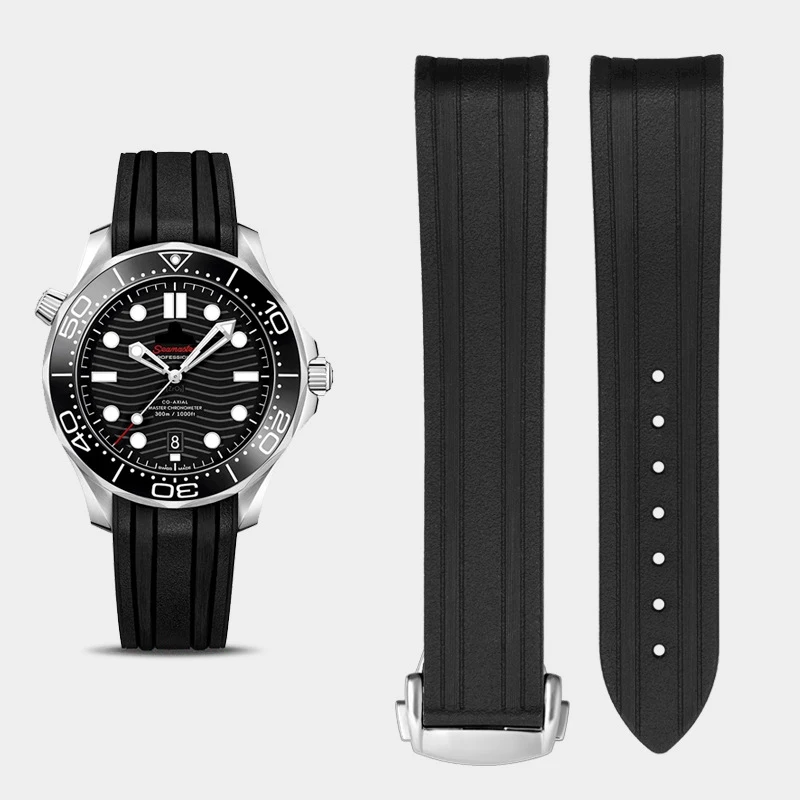 Omeg A Sea-master 300 Watch Strap Silicone Rubber Wrist Watch Band ...