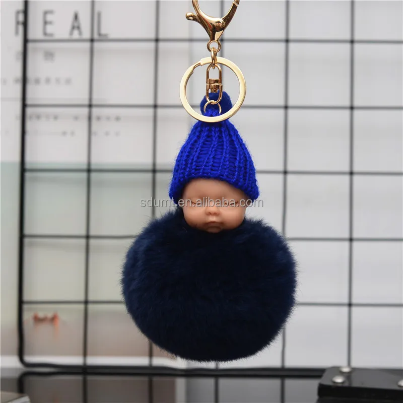 Cute Sleeping Baby Hairball Key Chain Creative Gift Cute Sleeping Baby ...