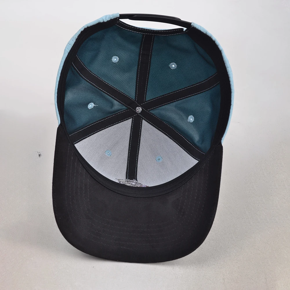 2024 Hot Hat Design 5 Panel Suede Blue and Black Baseball Caps With ...