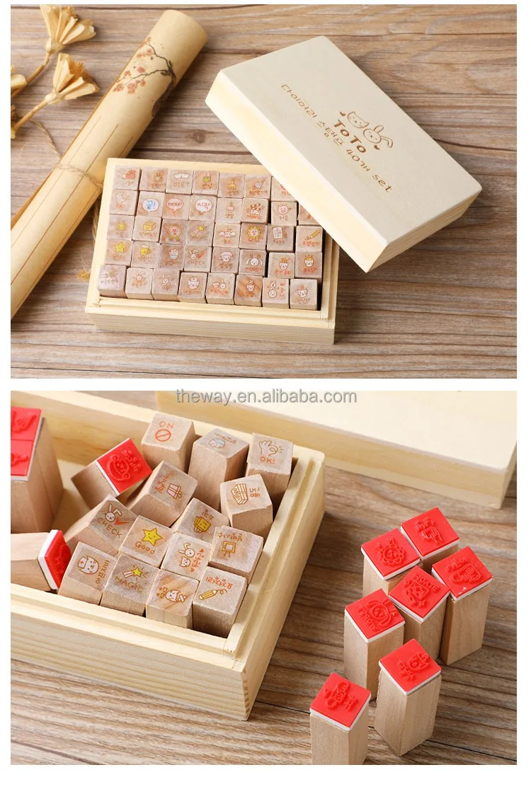 Cute Cartoon Kawaii Korea Style Wooden Wood Stamp Set - Buy Kawaii ...