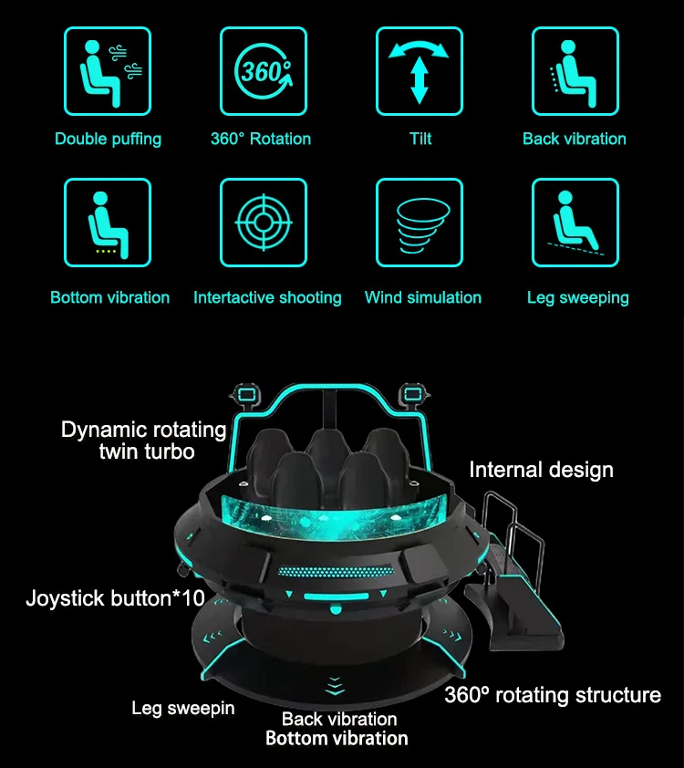 Vview 360 Rotation Motion Simulator Racing Vr Hydraulic Chairs Virtual ...