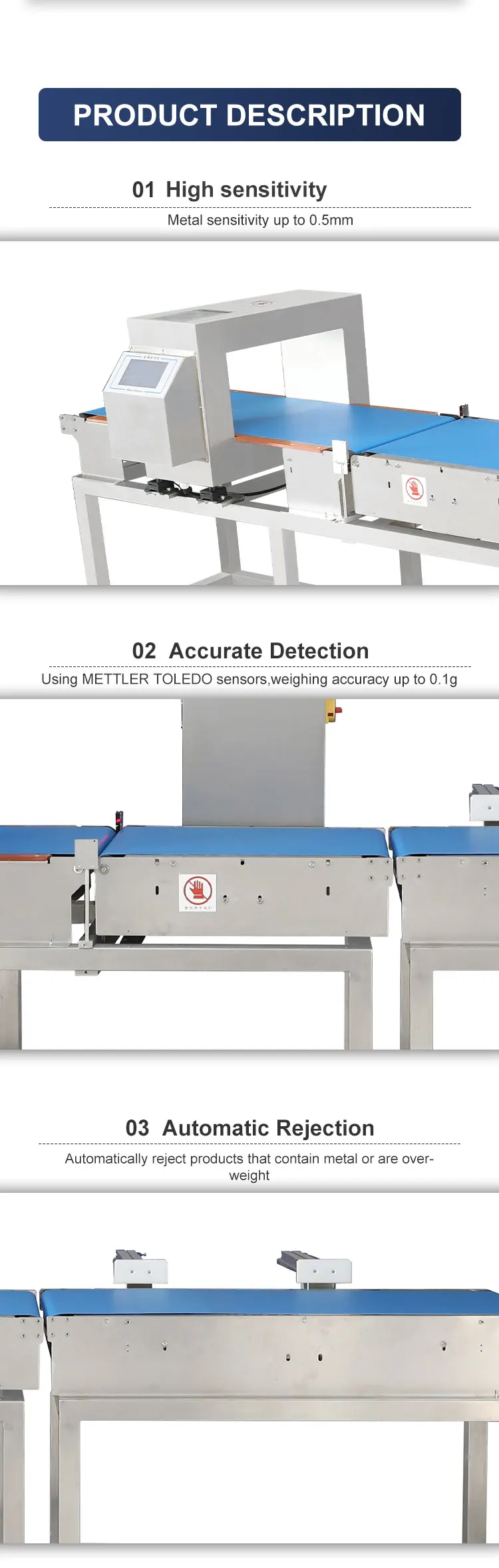 Food Metal Detector and Checkweigher with Pusher Rejector Combo ...