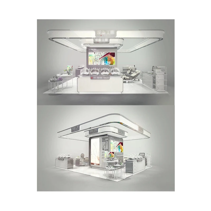 Modern White Metal Led Display Cabinet For Cosmetics Shop Fitting With ...