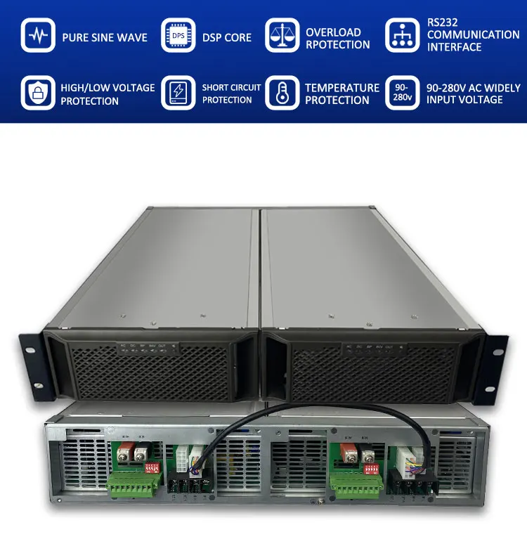 N+1 Parallel Redundant 1u 48VDC 220VAC Inverter Units 1-3KVA