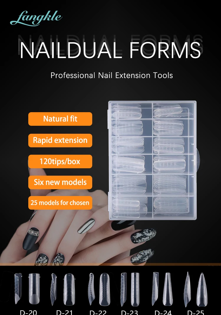 Wholesale 120tips Dual Form Tips French Square Xxl Acrylic False Nail ...