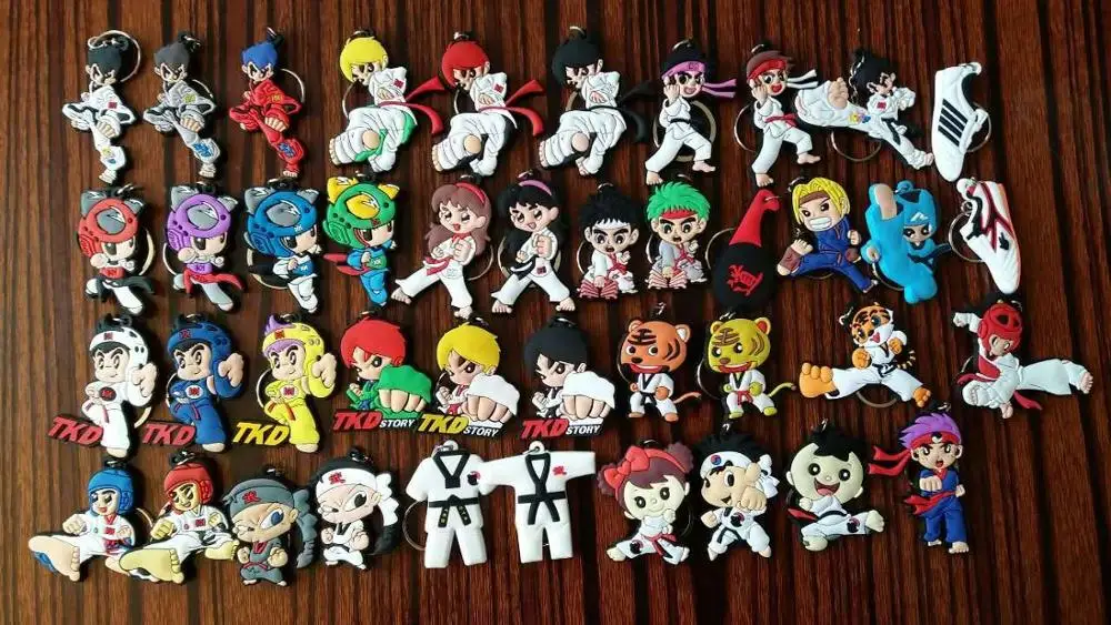 Taekwondo Key Chains - Durable Rubber 3D Shape Key Rings