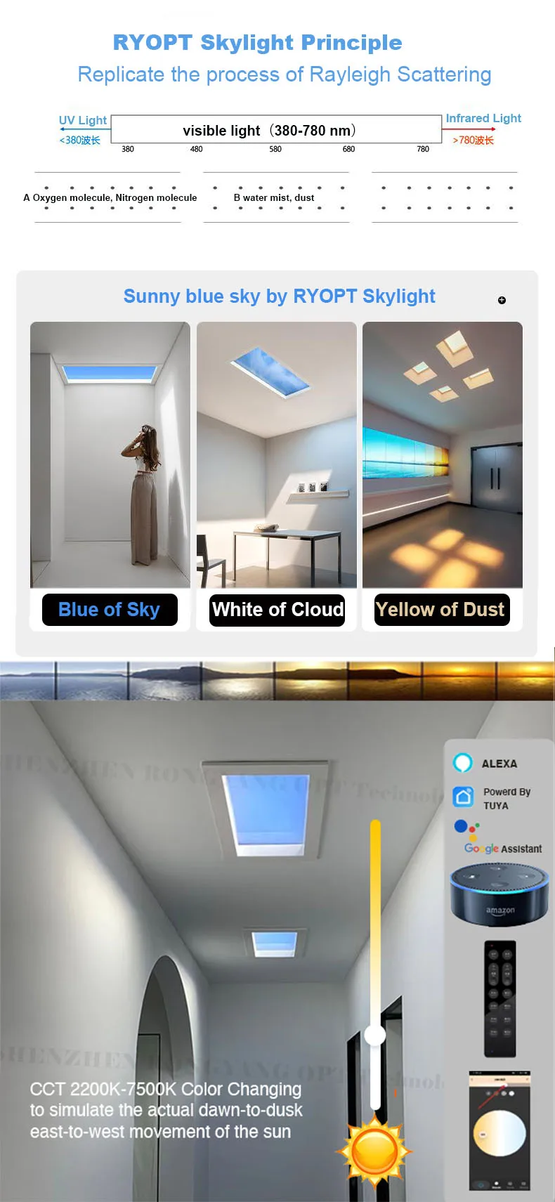 RYOPT Led Indoor Artificial Sunlight - Smart Blue Sky Light