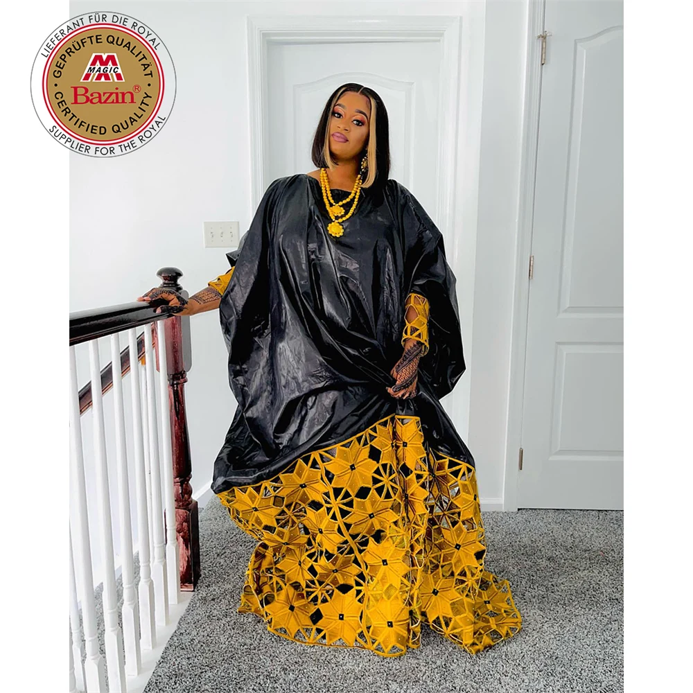 Evening Gowns for Noble Women - Elegant Flower Pattern Bazin Riche Dresses