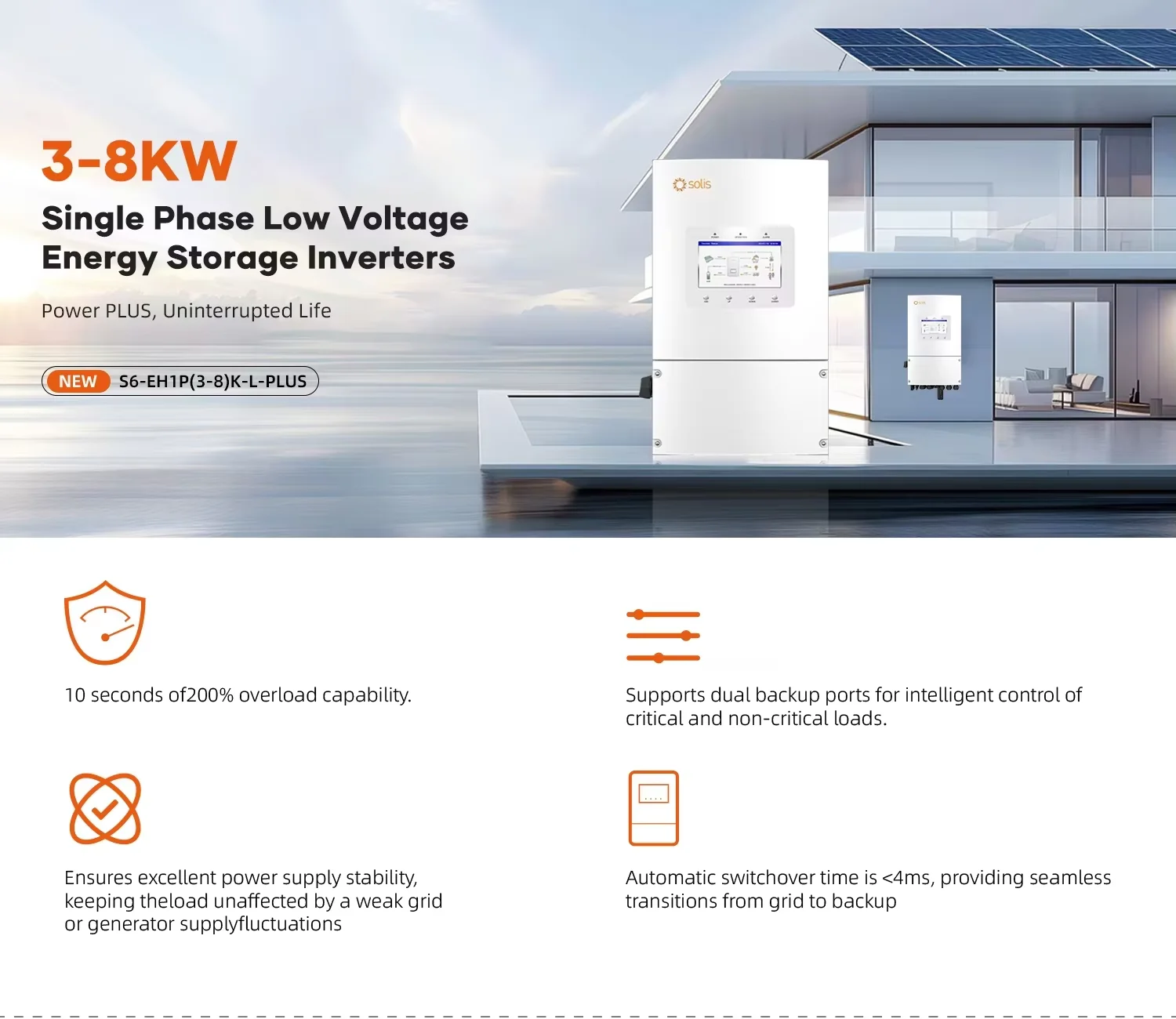 솔리스 하이브리드 인버터 S6-EH1P(3-8)K-L-PLUS5Kw 가정용 6Kw 8Kw 에너지 고효율 제품| Alibaba.com