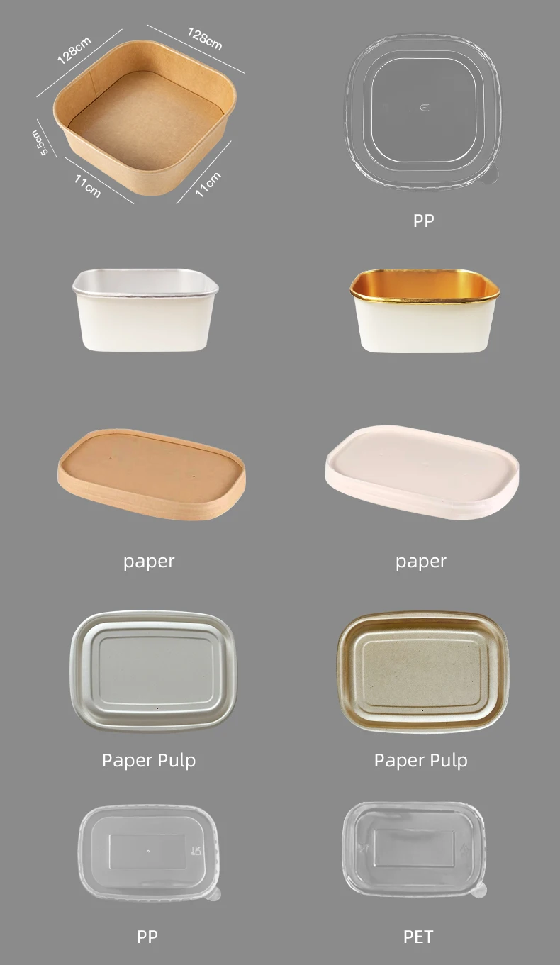 Disposable White Rectangle Paper Bowl Brown Takeout Container For Food ...