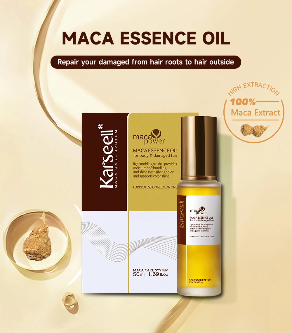 Karseell Leving Hair Clean and Shiny Fluffy Maca Essence Oil and Argan ...