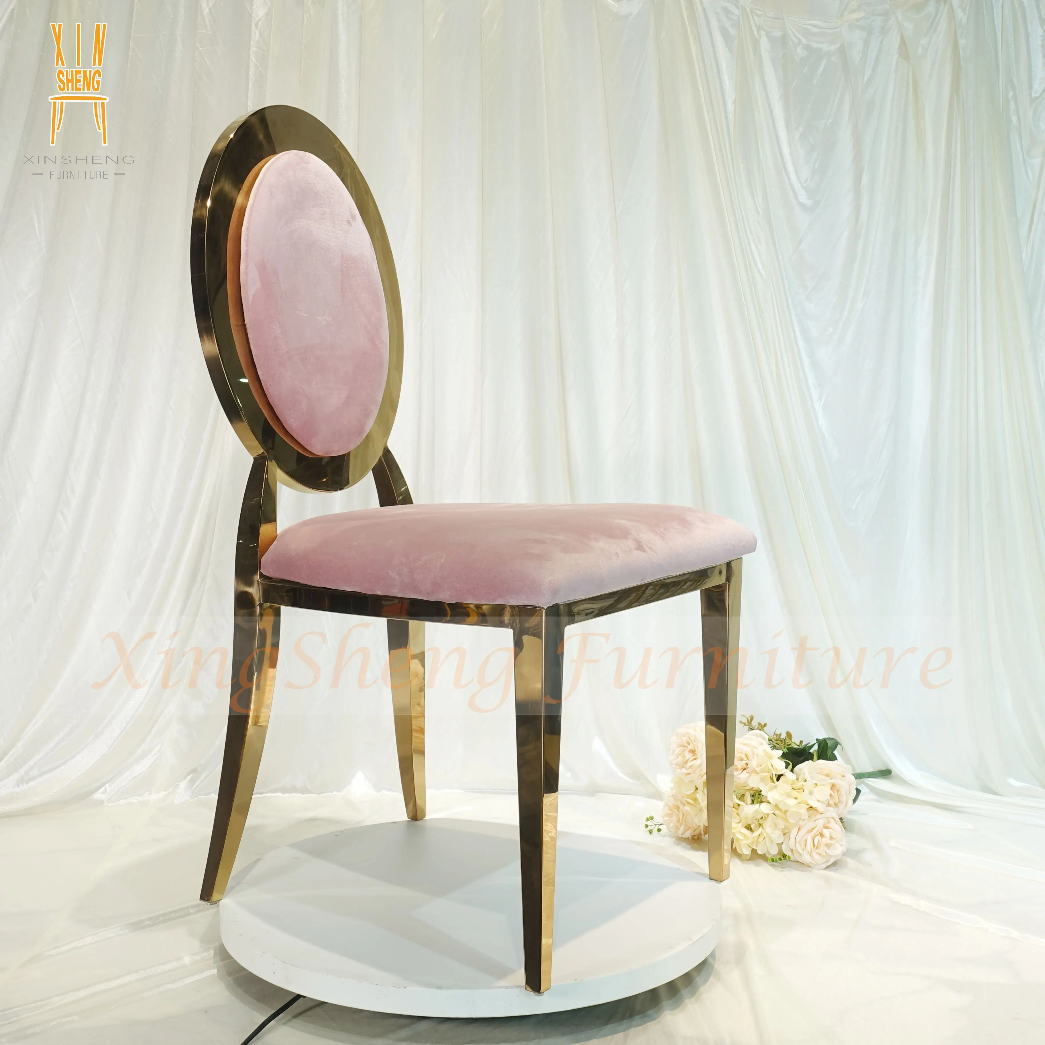 Luxury Event Round Back Design Gold Party Stainless Steel Hotel Wedding ...