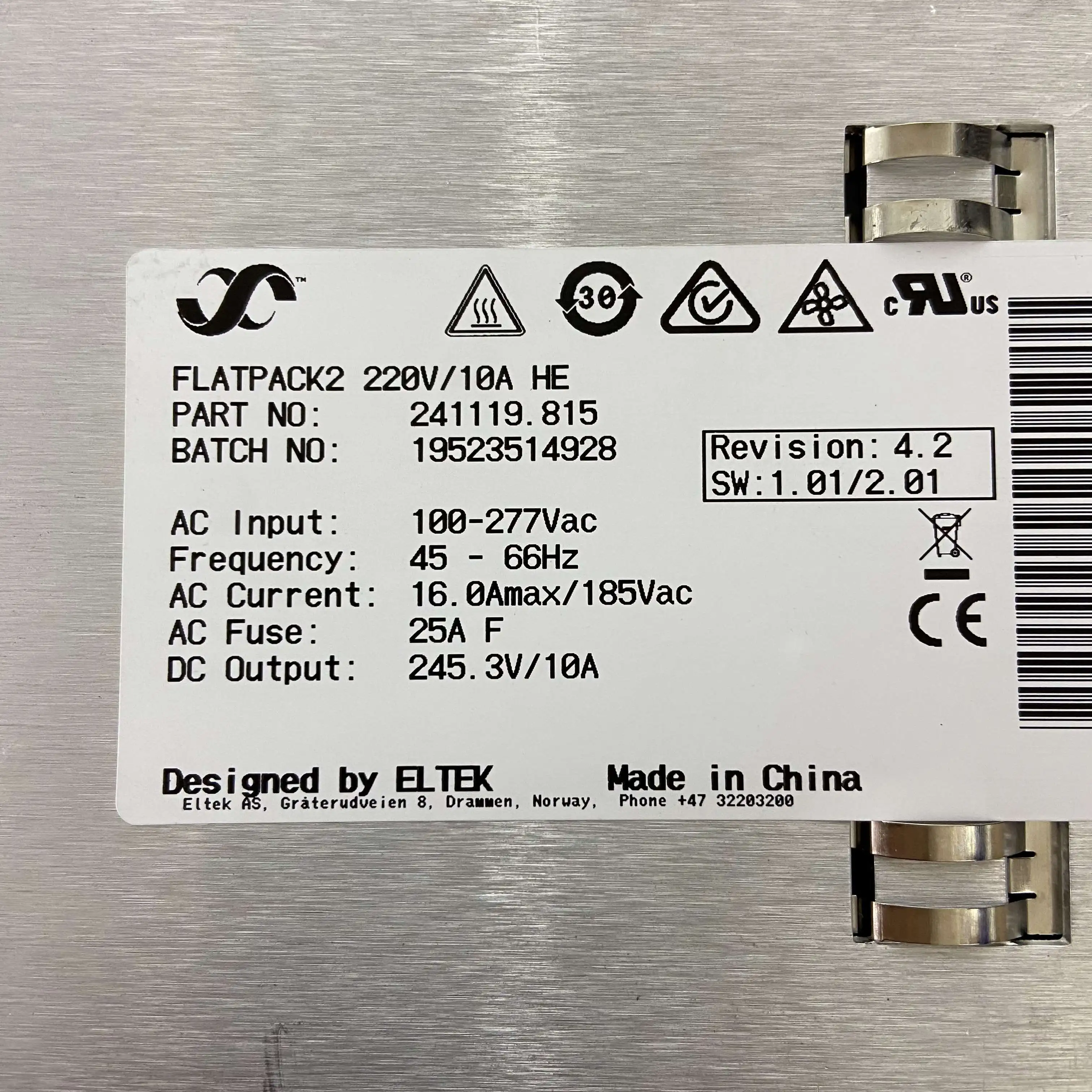 Eltek Rectifier Module 241119.815 Flatpack2 220v/10a He - Buy Eltek Rectifier Module,Eltek Dc ...