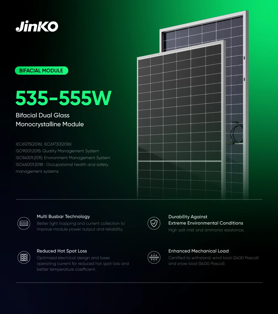 Jinko Germany Ntype Bifacial Solar Panel 540W 545W 550W 555W Complete Set Solar Panel Price ...