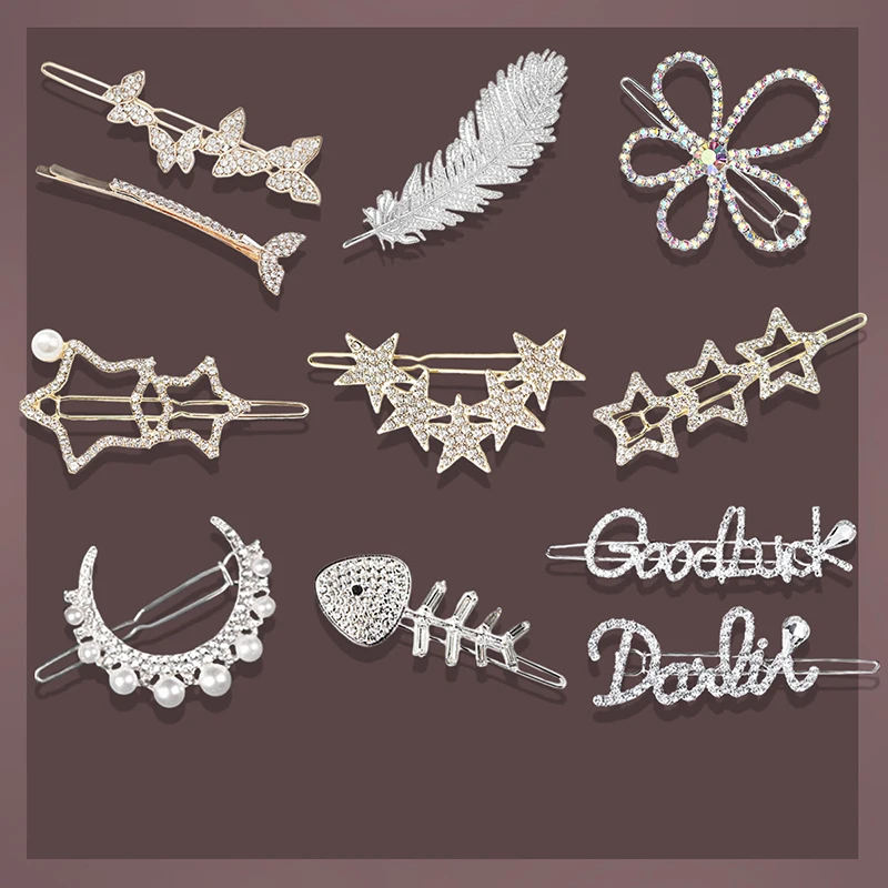 Wholesale Custom Hair Accessories Crystals Letter Rhinestone Hair Clips ...