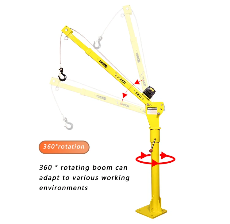1000lbs Davit Crane - Efficient 12V DC Power Lift Jib Crane