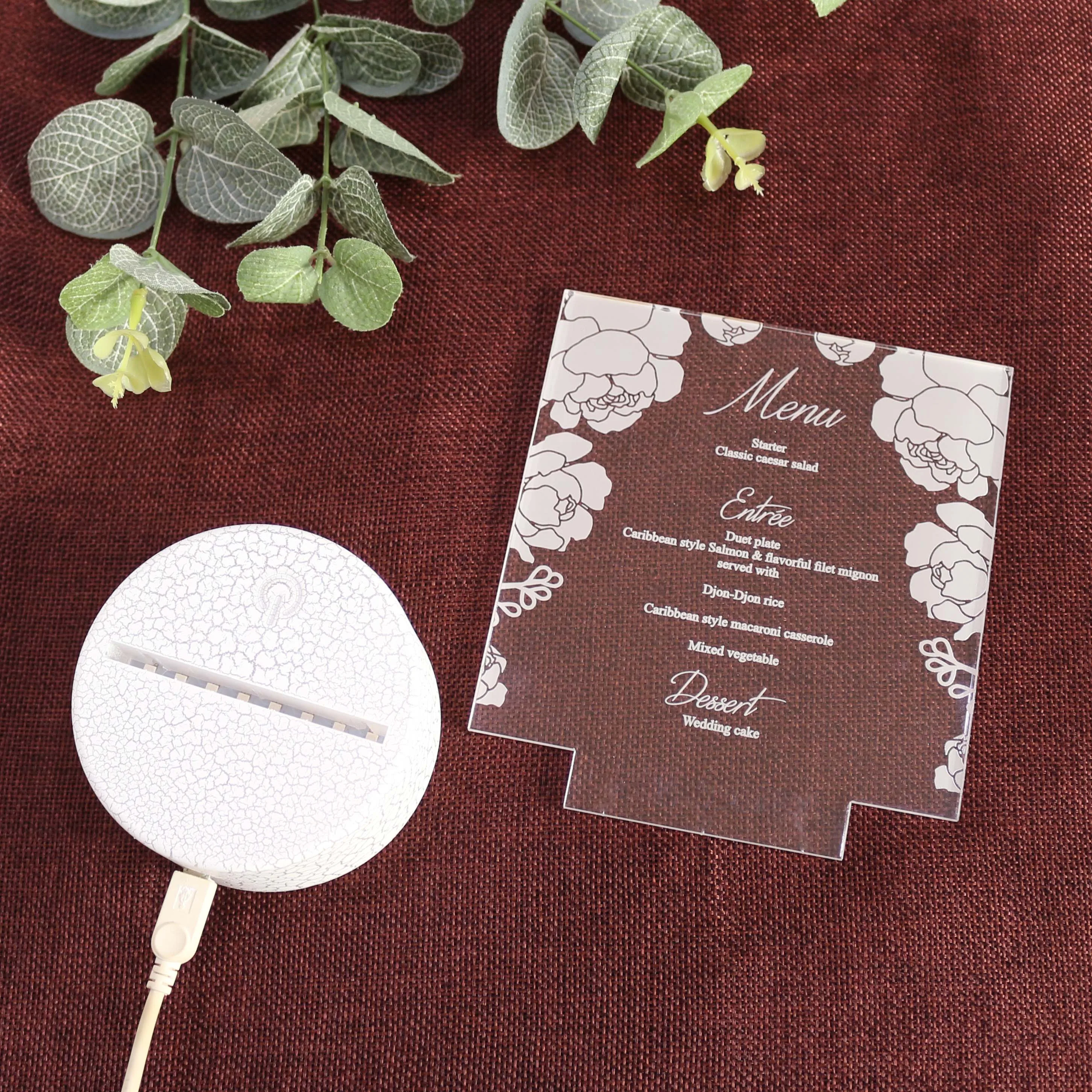 Acrylic LED Light Wedding Invitation Card - Custom Design, Rechargeable ...
