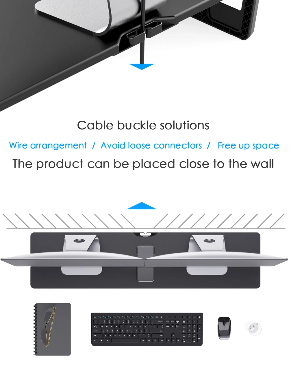 Office Ergonomics Lengthened Double-screen Wooden Computer Monitor ...