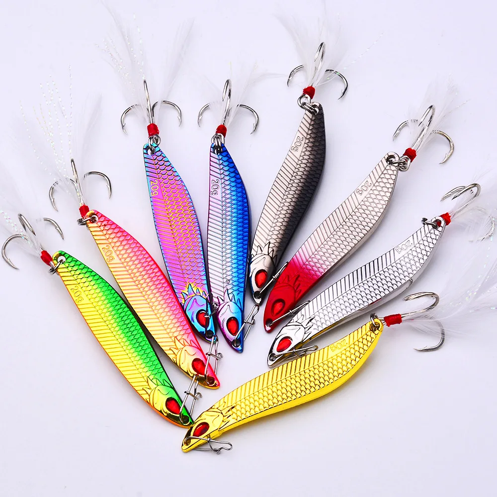 Long Cast S-shape Hard Fishing Lure Spoons Sequins Metal Bait With ...
