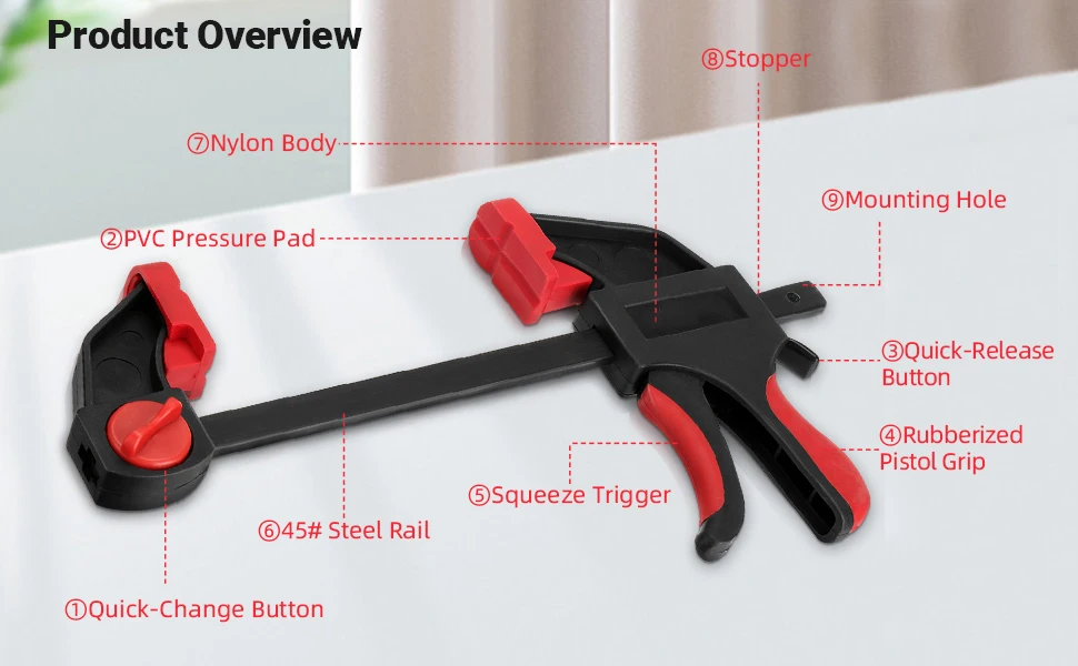 Woodworking Clamps - 4 Pack Quick Clamps for Wood Projects