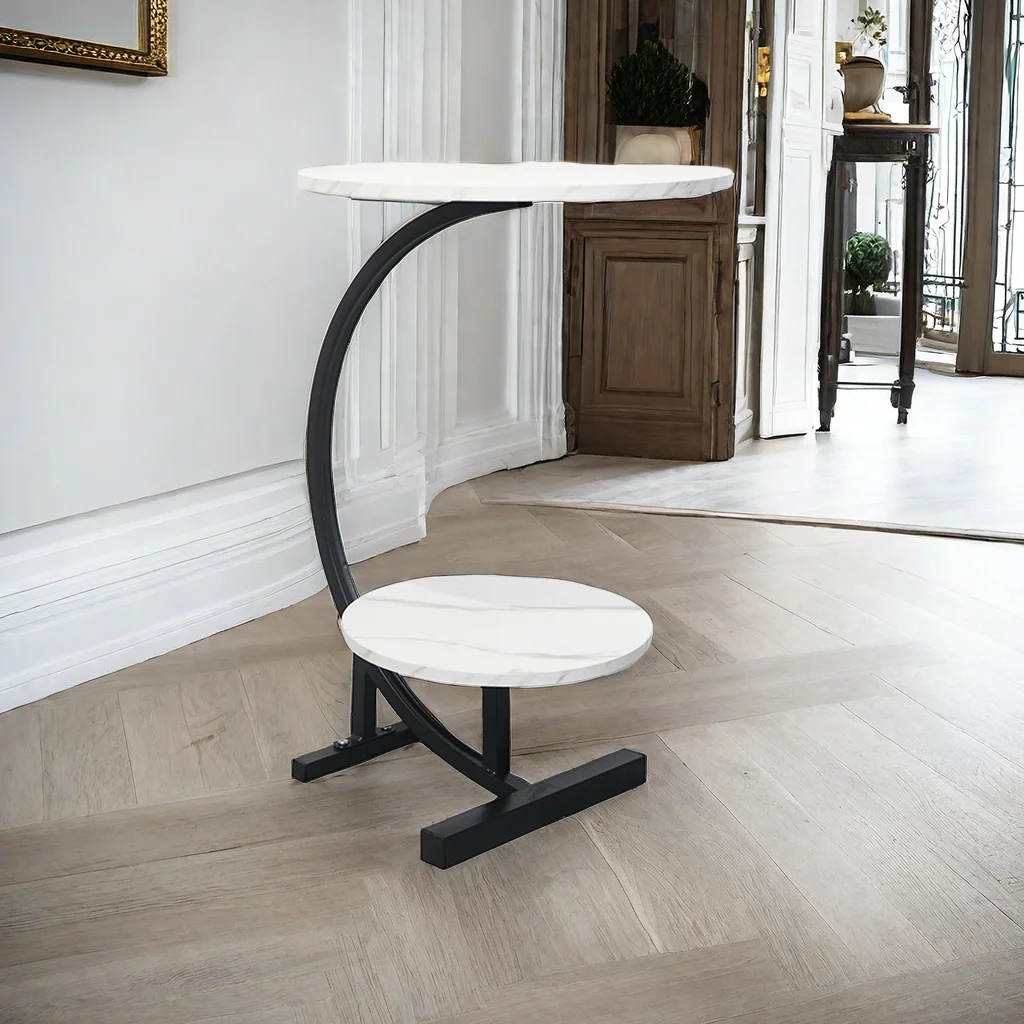 Modern Design Double Marble Tea Side Table Sofa Bedside Magazine Rack ...