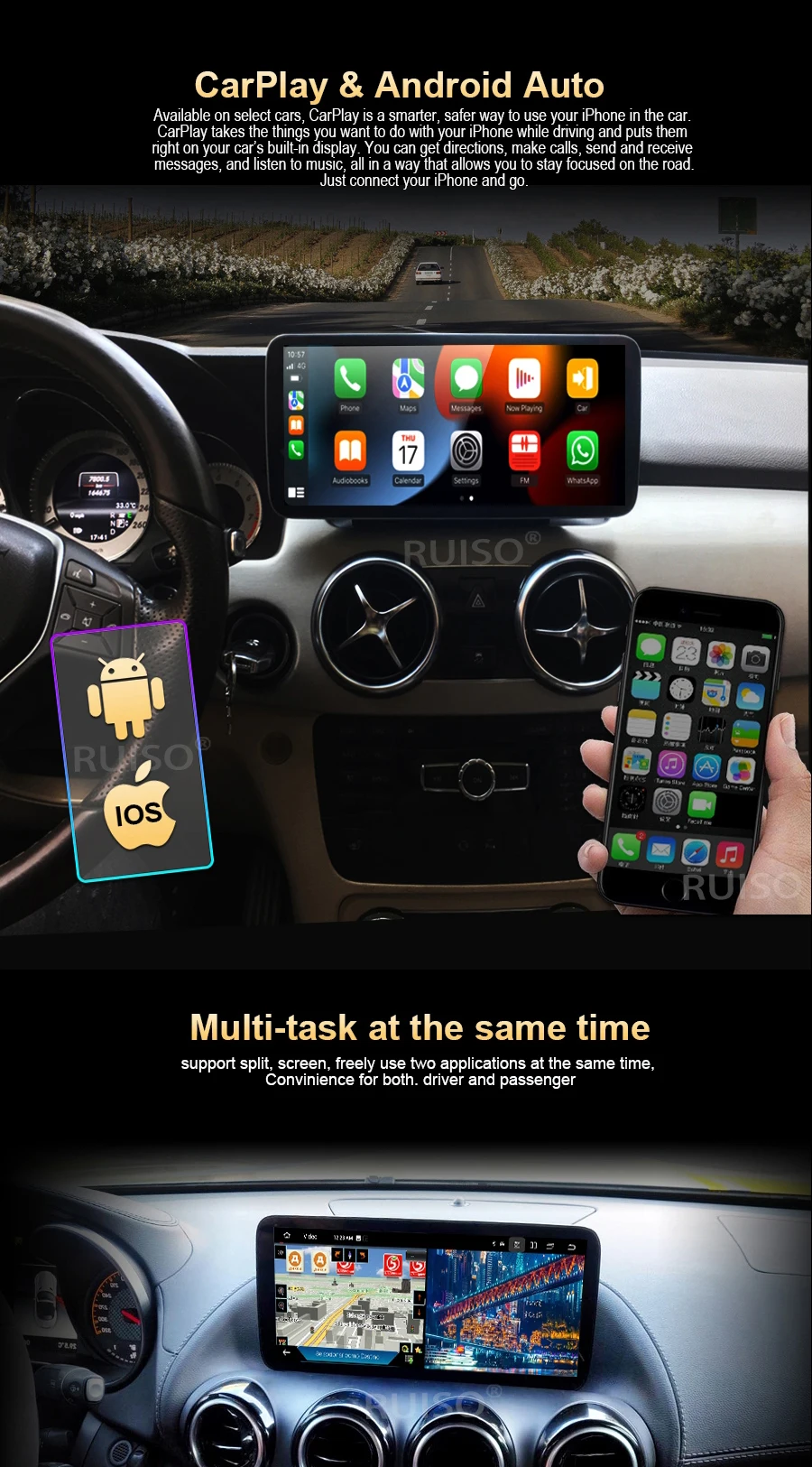 Ruiso F100 Car Radio Android Car Player For Benz C-class W204 S204 C180 ...